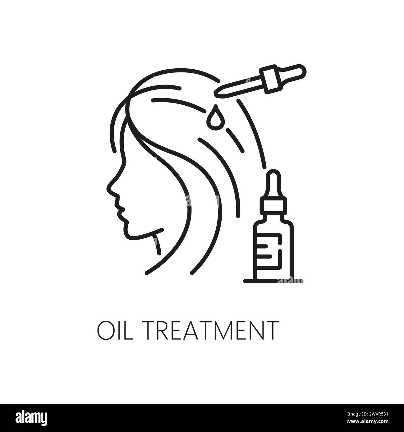 Skin oil treatment and hair care outline icon. Spa or beauty salon ...