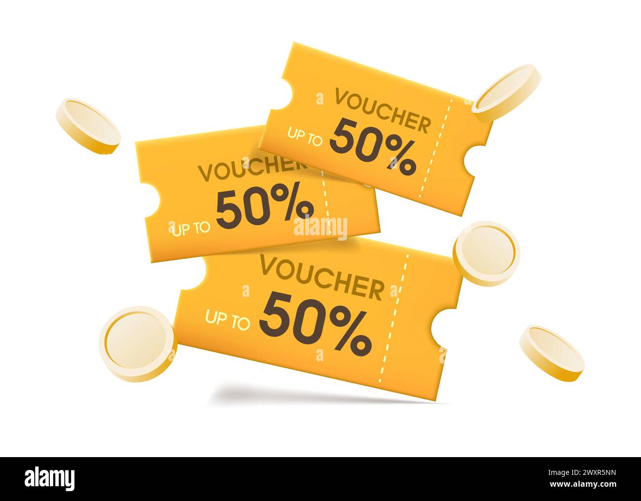 Yellow coupons giveaway template design with coupon code promotion ...