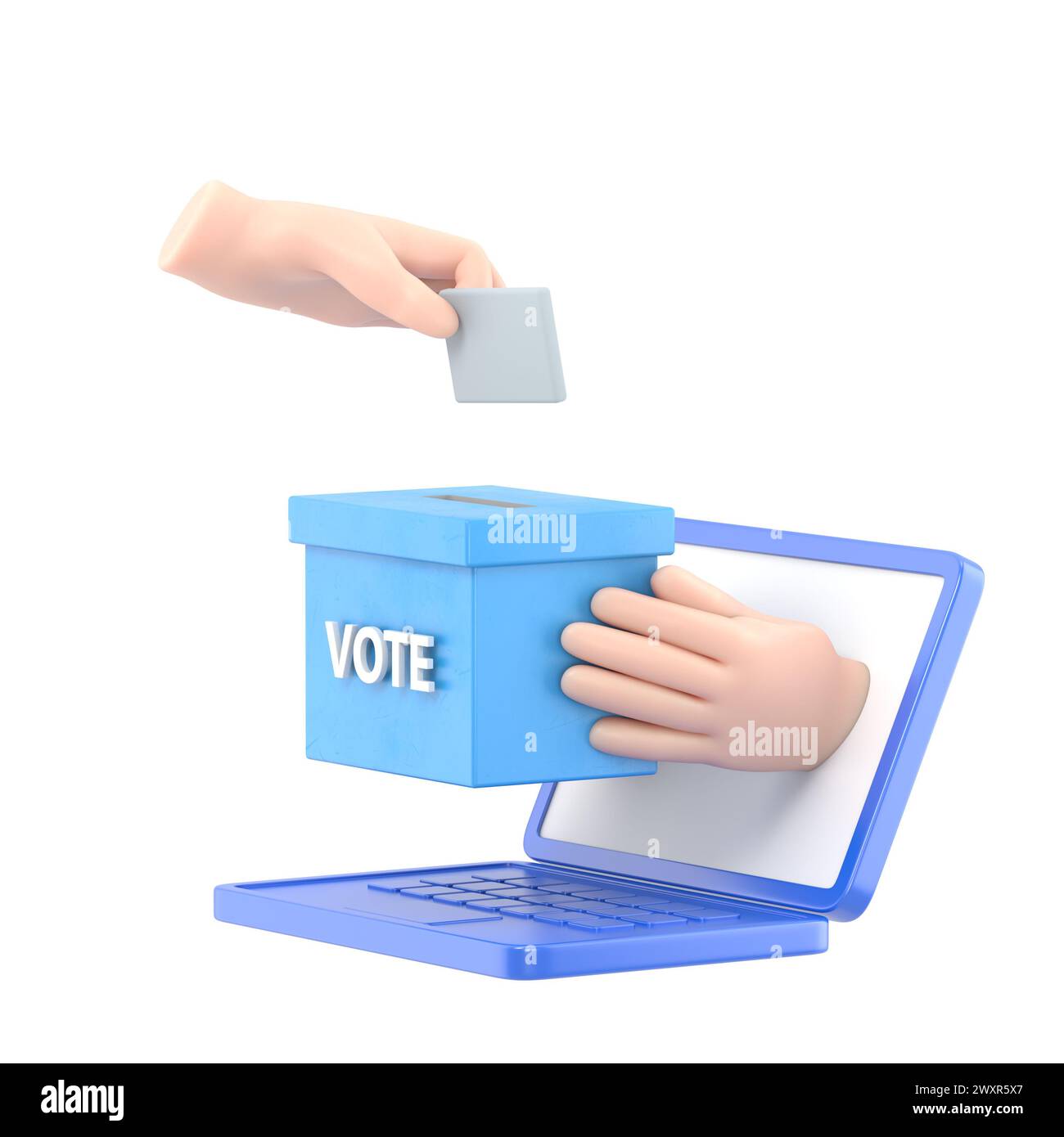 Flat 3d isometric businessman hand putting voting paper into ballot box ...