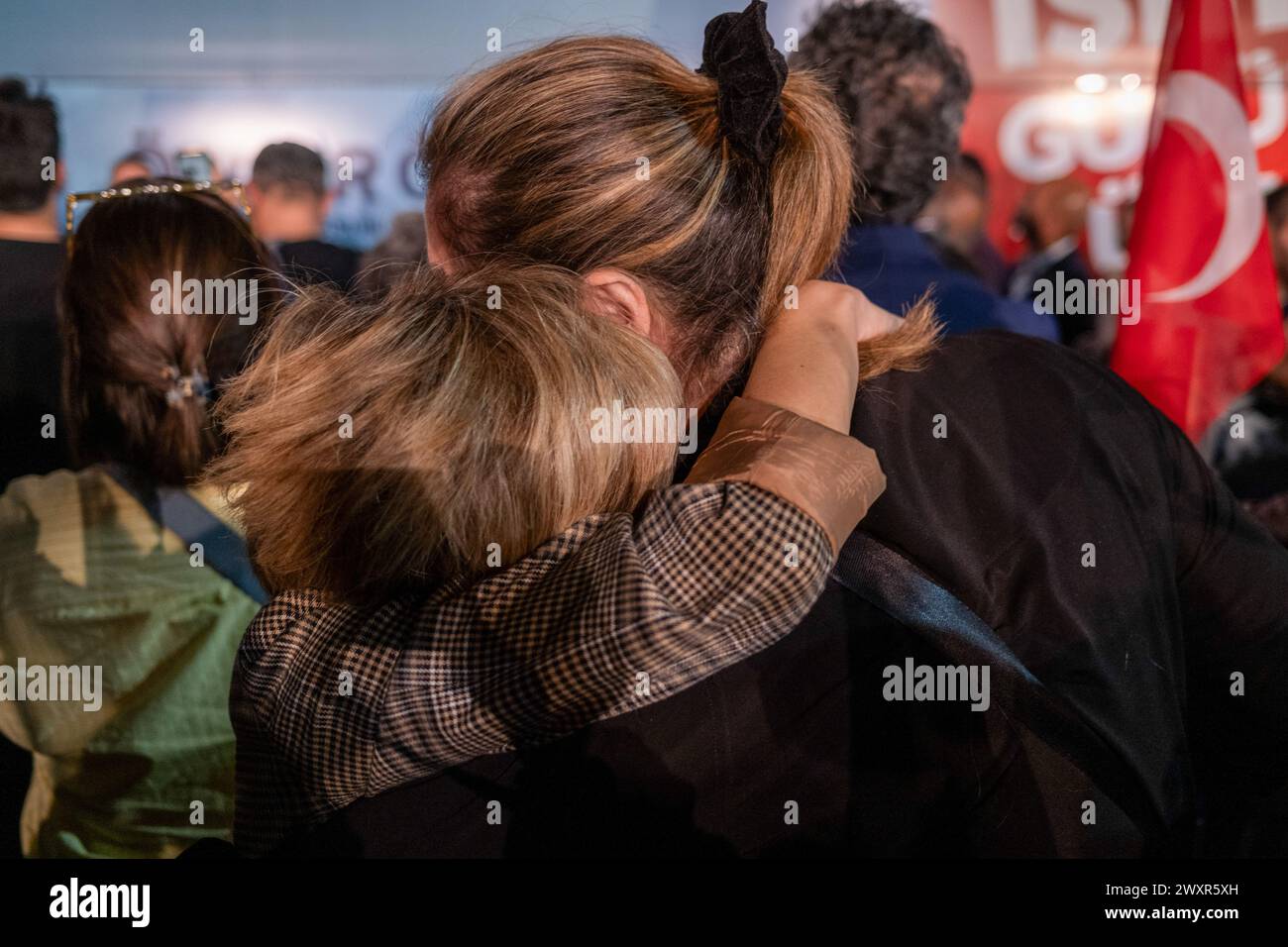Ankara, Turkey. 31st Mar, 2024. Two women cry with joy and embrace over ...