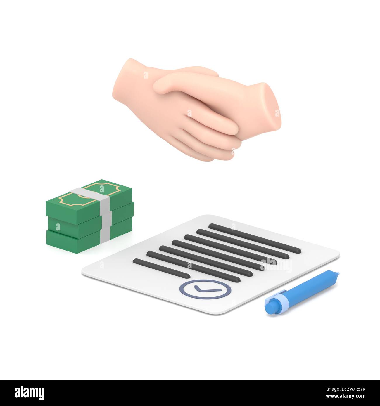 Cartoon Gesture Icon Mockup.isometric 3D illustration, handshake over ...
