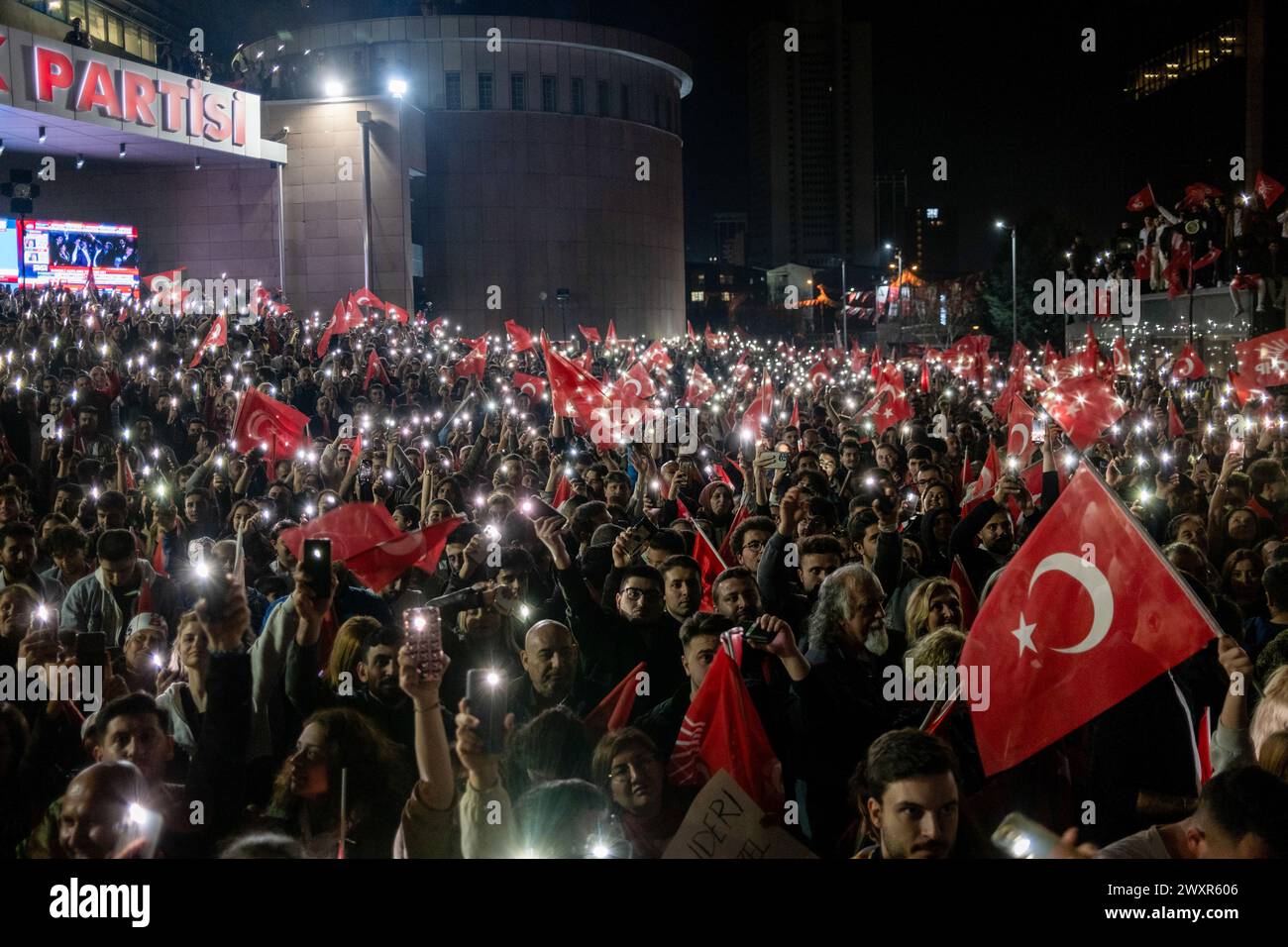 Ankara, Turkey. 01st Apr, 2024. Hundreds of people shout slogans and ...