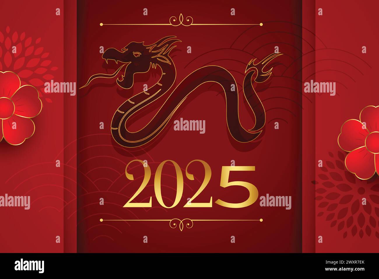 2025 chinese new year wishes background with floral decor Stock Vector ...