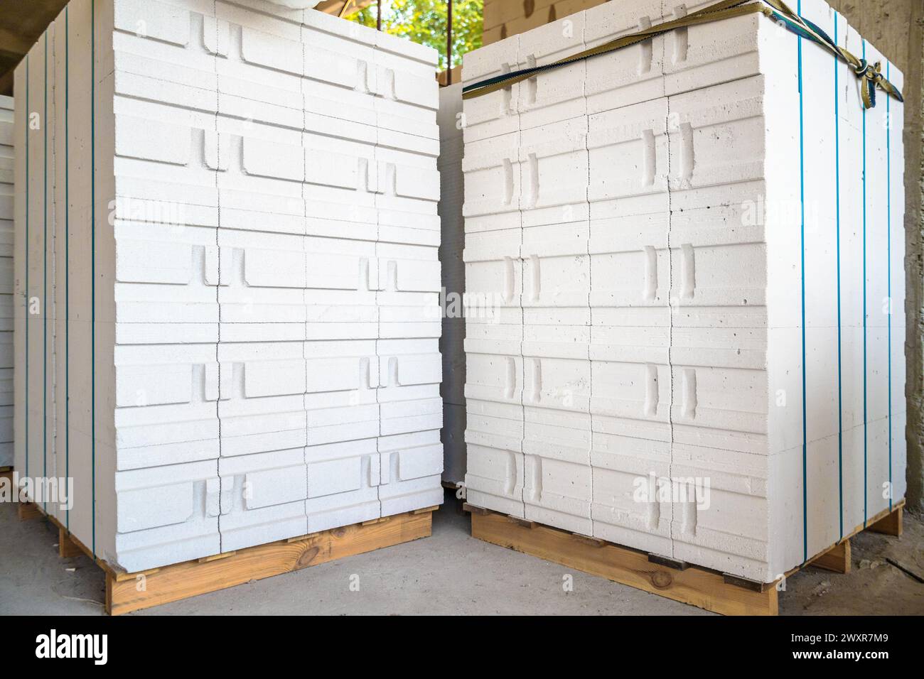 Pallets of Autoclaved Aerated Gas Blocks Delivered to Construction Site ...