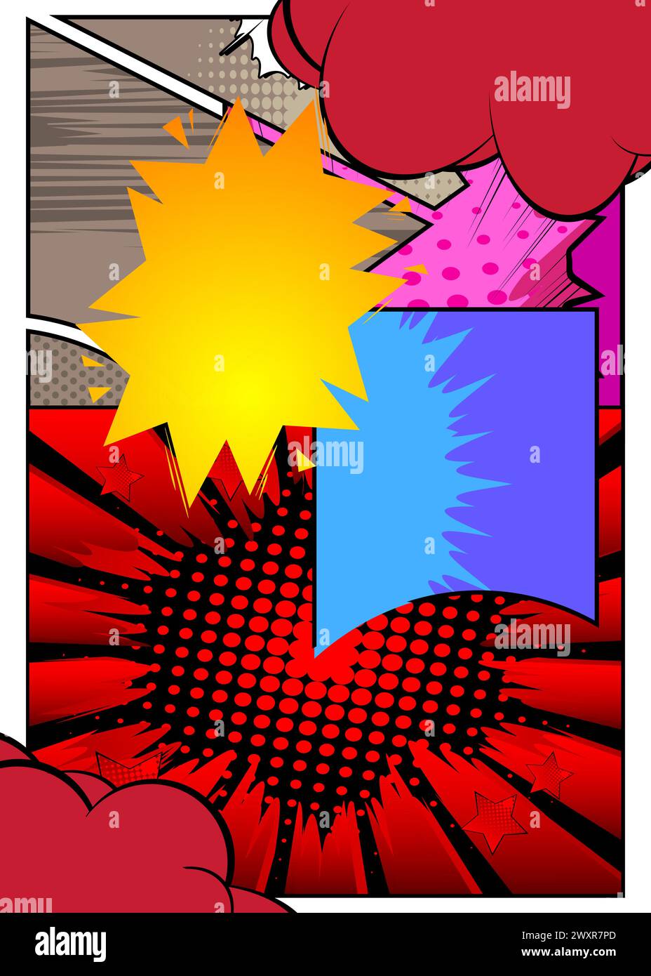 Cartoon Backgrounds, comic book backdrop. Retro vector comics pop art ...