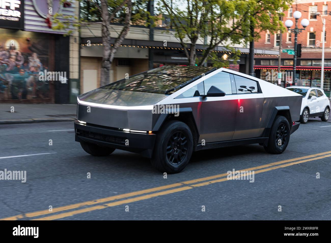 Seattle, USA. 1st Apr, 2024. A Tesla Cybertruck on 1st ave in downtown ...