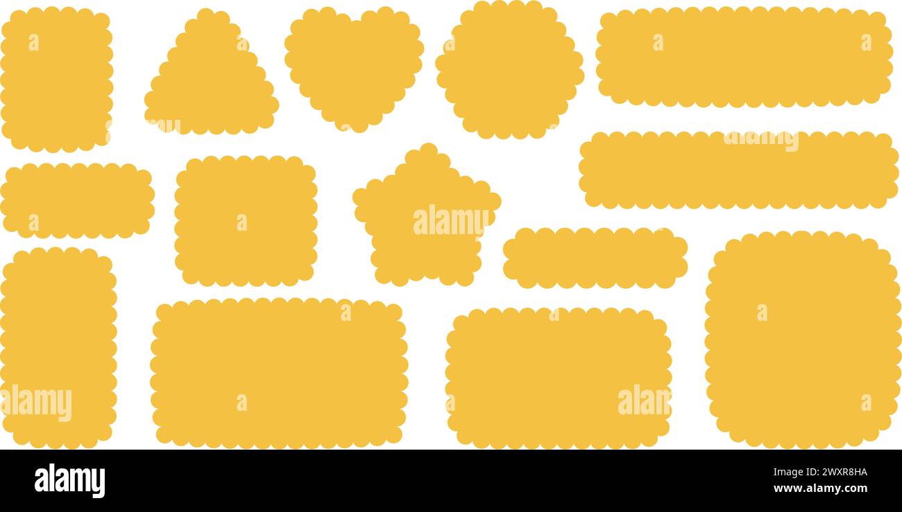 Scallop edge border and frame. Square circle and rectangle shape ...