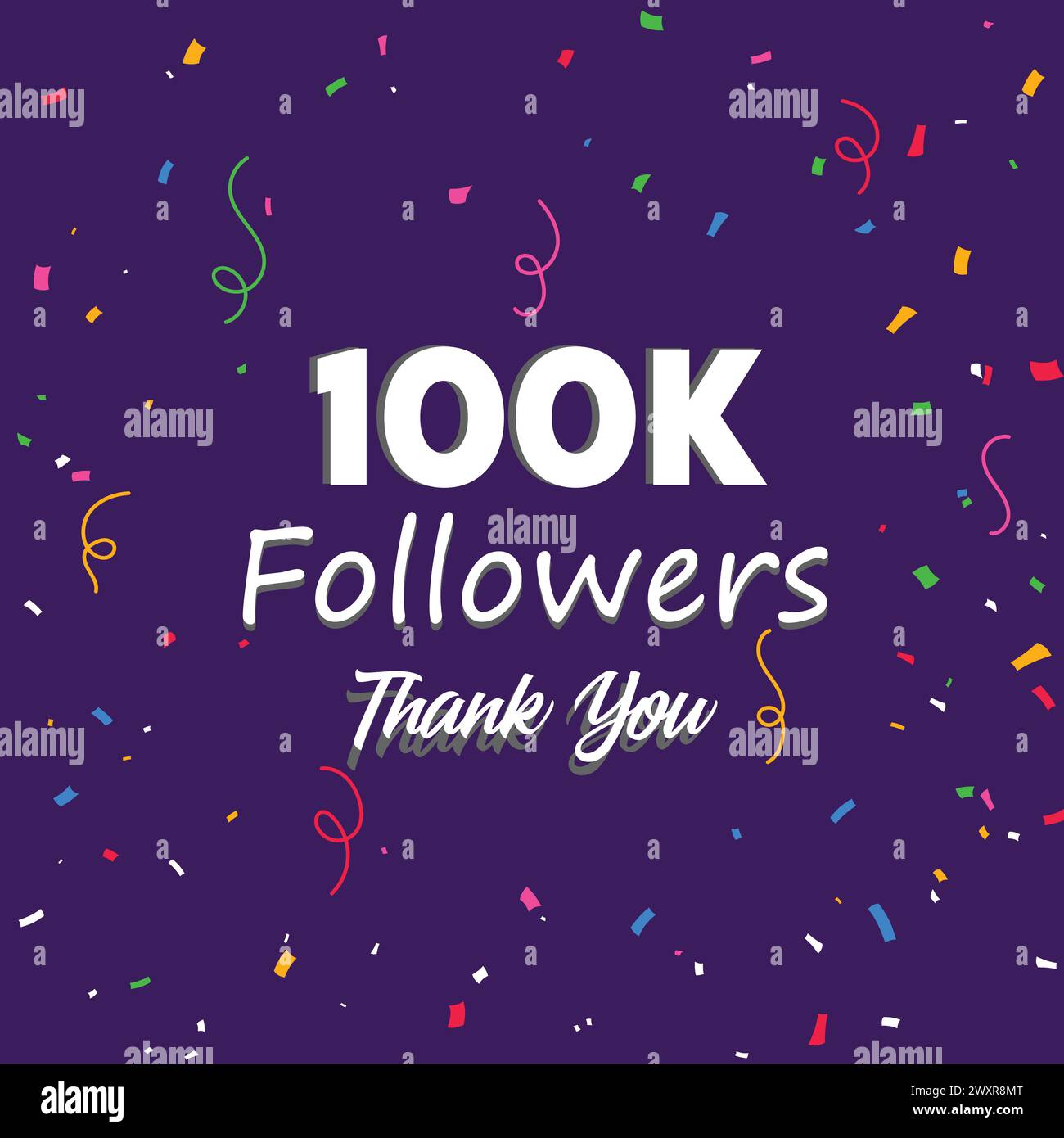 100k followers card banner template for celebrating many followers in online social media ...