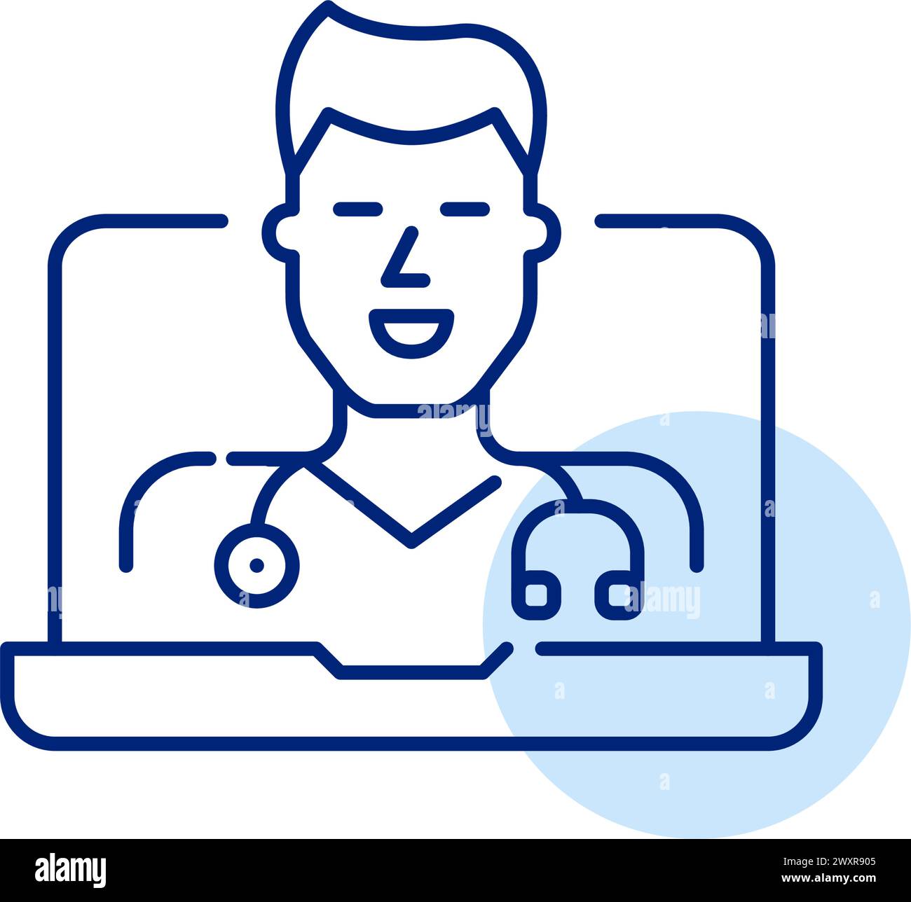 Laptop with doctor on video call. Remote medical consultations ...