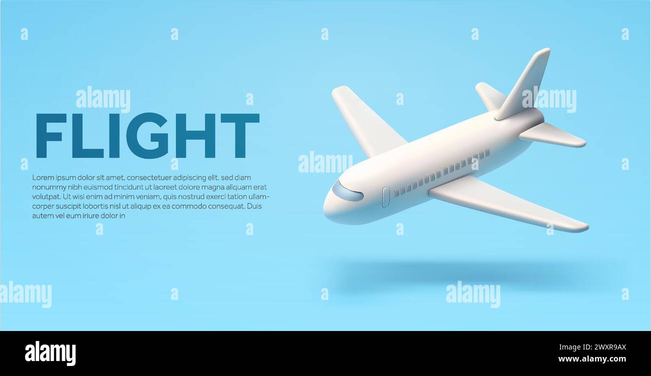 Flight booking, ariel service banner, background template with 3d ...