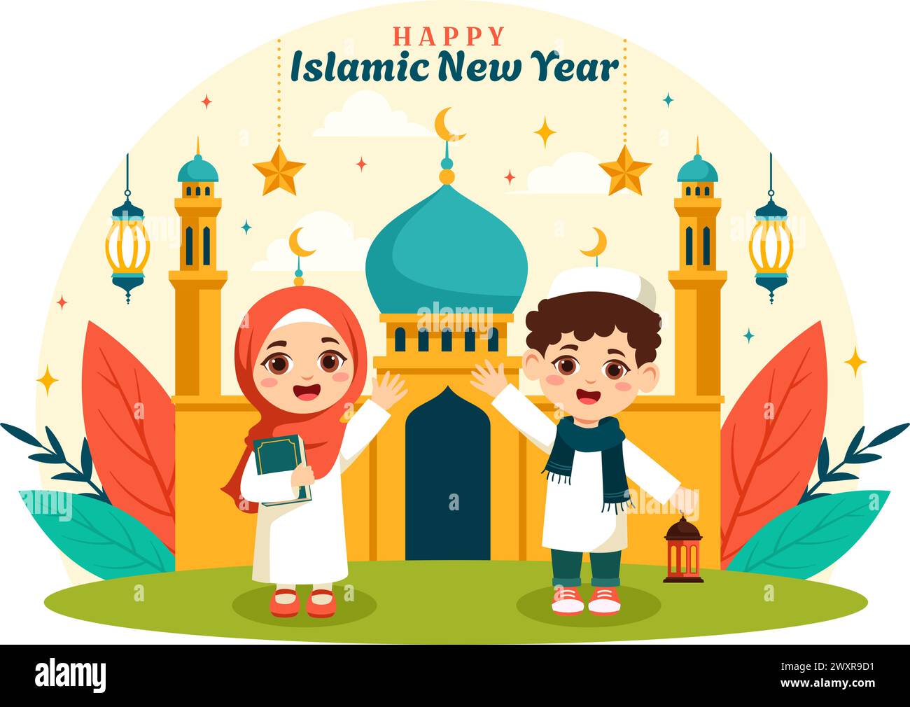 Happy Muharram Vector Illustration of Celebrating Islamic New Year with ...
