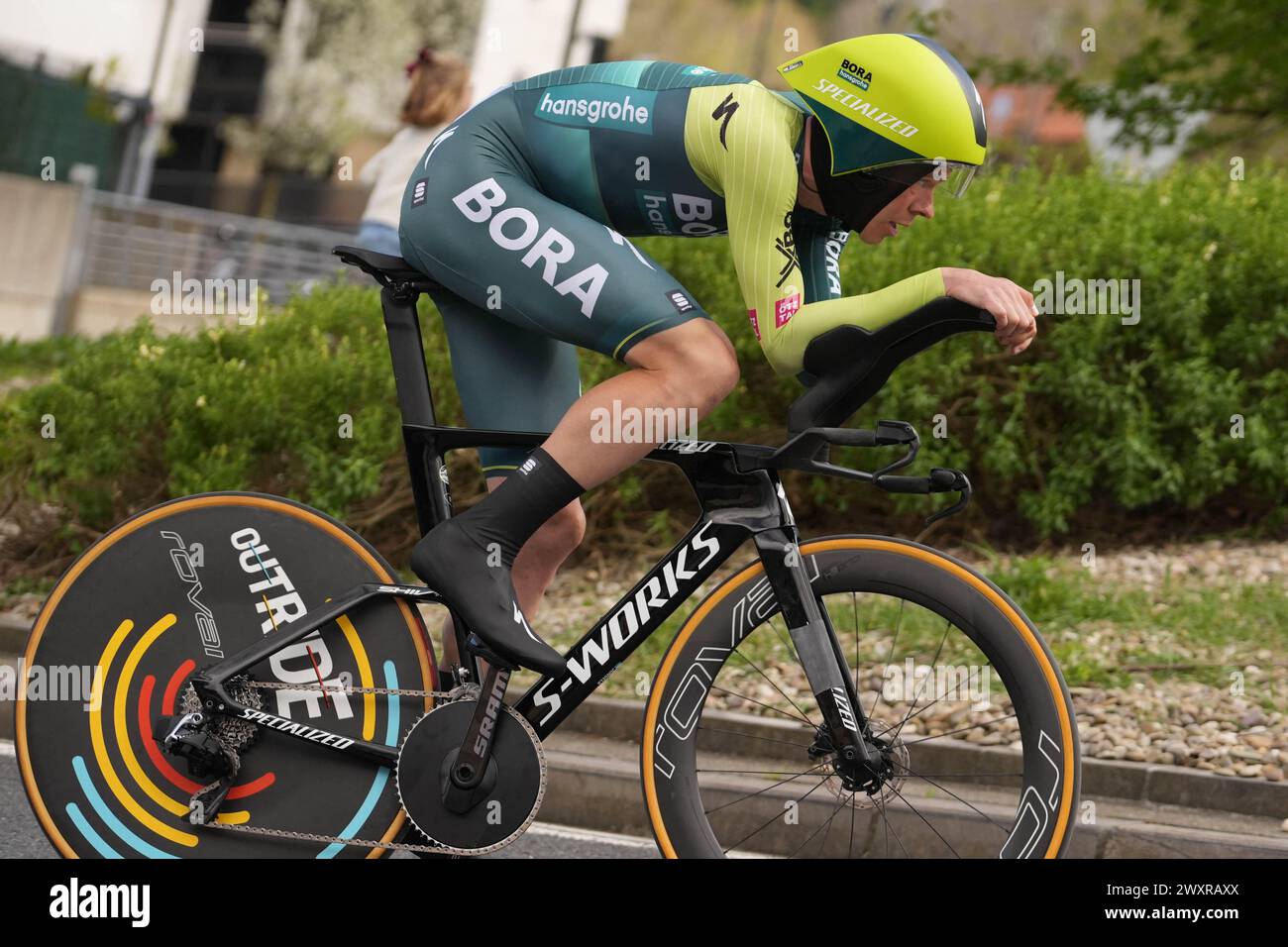 Bob, JUNGELS BORA - HANSGROHE during the Itzulia Basque Country 2024, cycling event, stage 1 ...