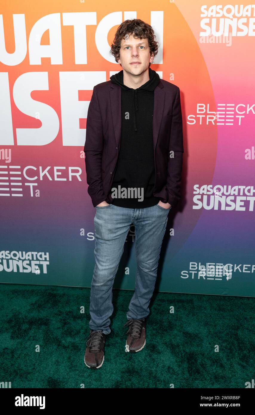 Jesse Eisenberg attends premiere of Sasquatch Sunset at Metrograph in ...