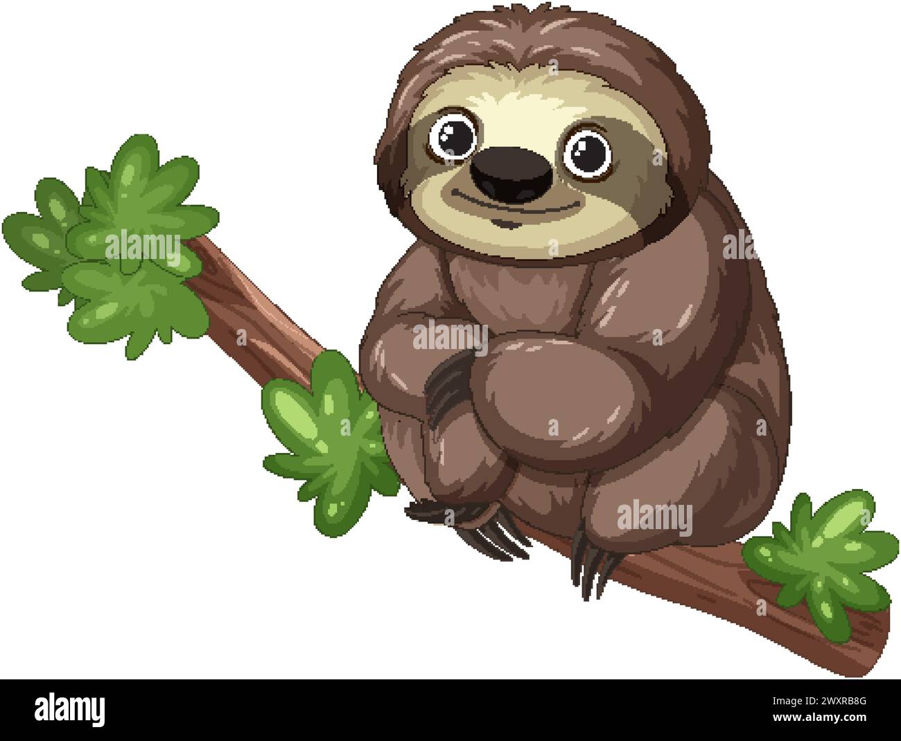 Cute cartoon sloth resting on a tree branch Stock Vector Image & Art ...