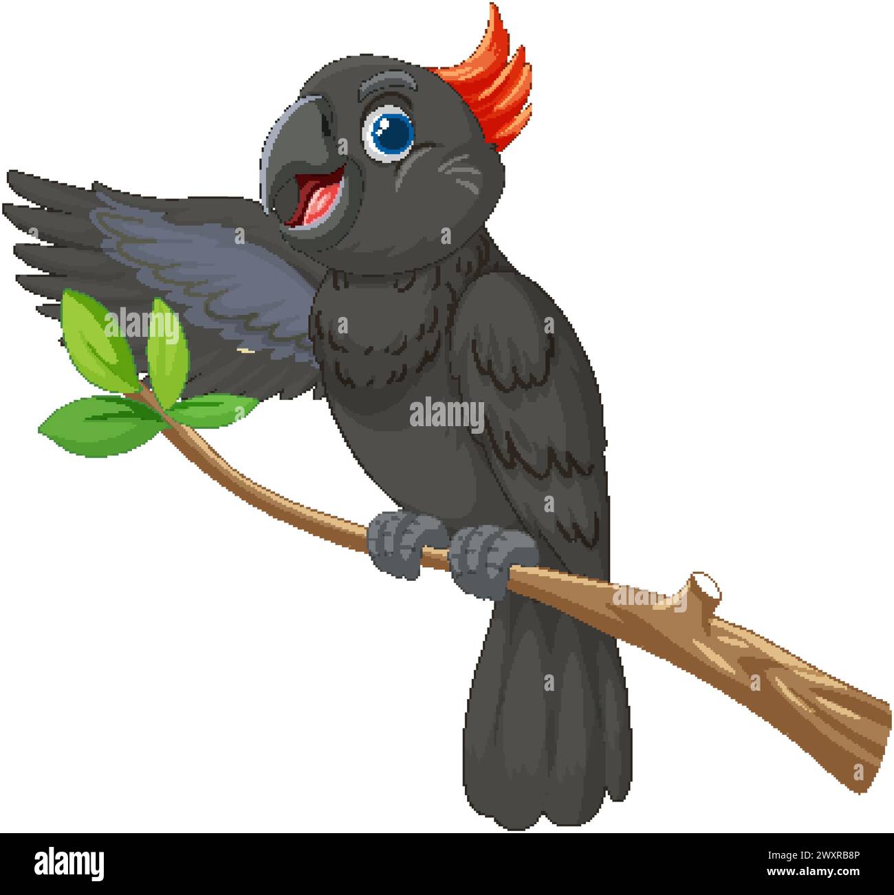 Vector graphic of a happy parrot perched on a tree branch Stock Vector ...