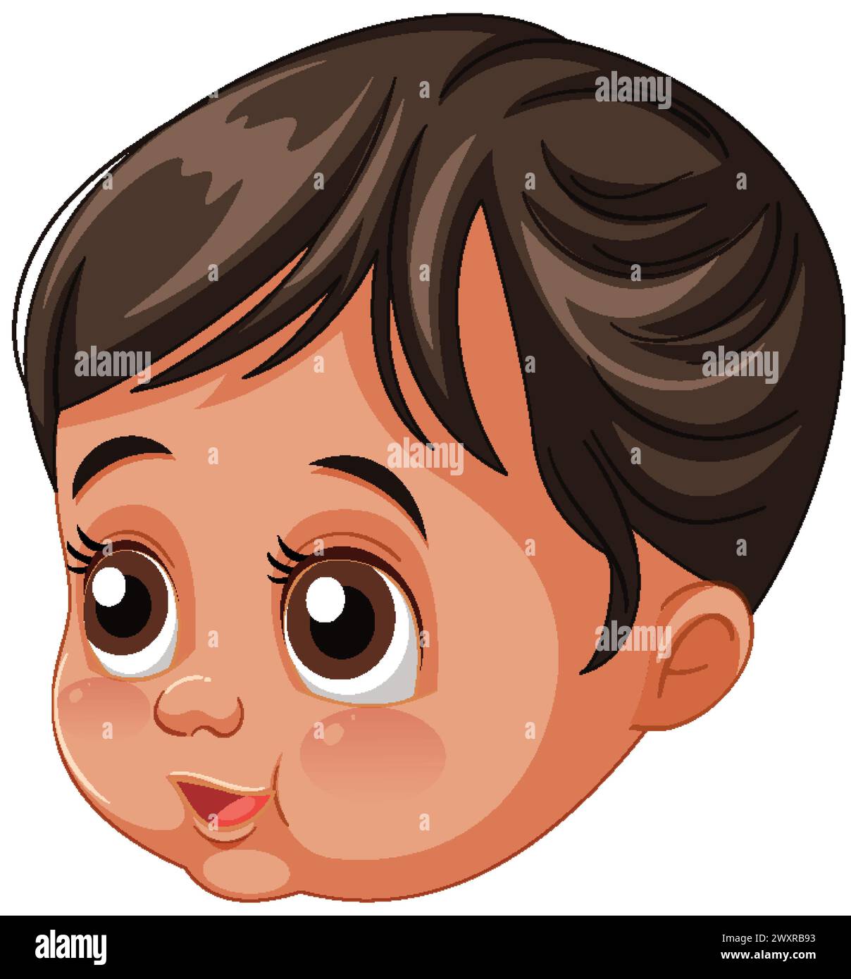 Cute illustrated baby with big brown eyes Stock Vector Image & Art - Alamy