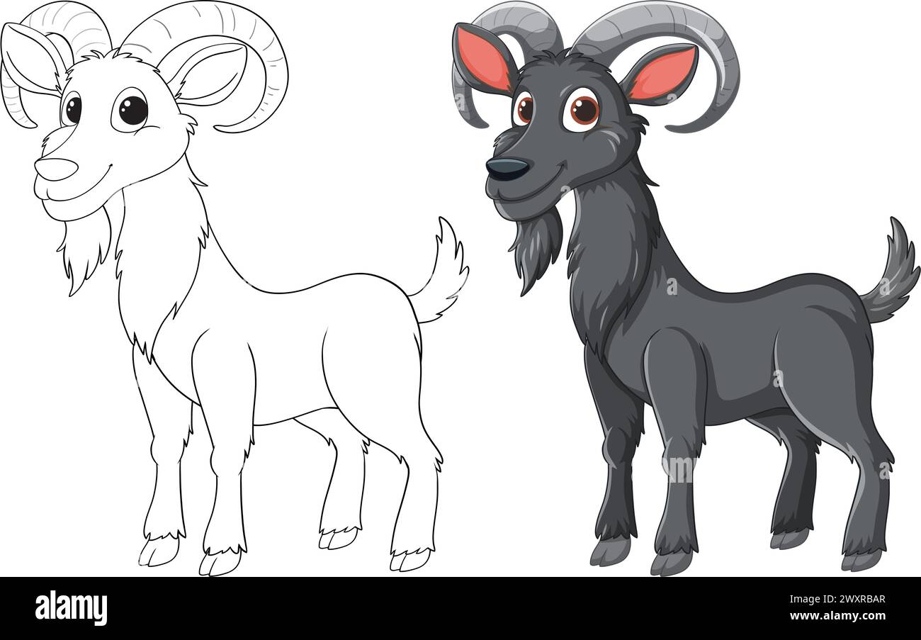 Vector illustration of a ram, outlined and colored Stock Vector Image ...