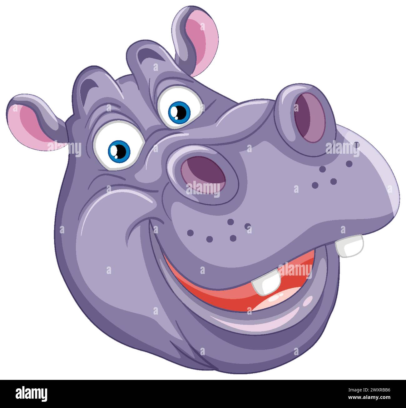 Vector illustration of a smiling purple hippo face Stock Vector Image ...