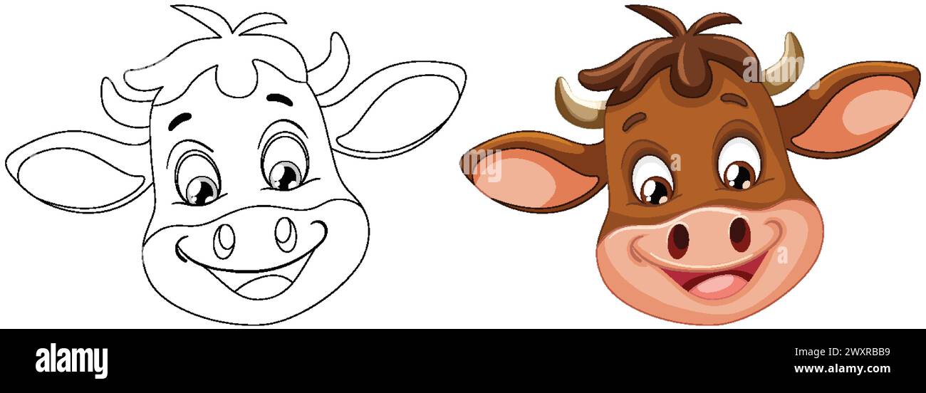From line art to colored vector cow illustration Stock Vector Image ...