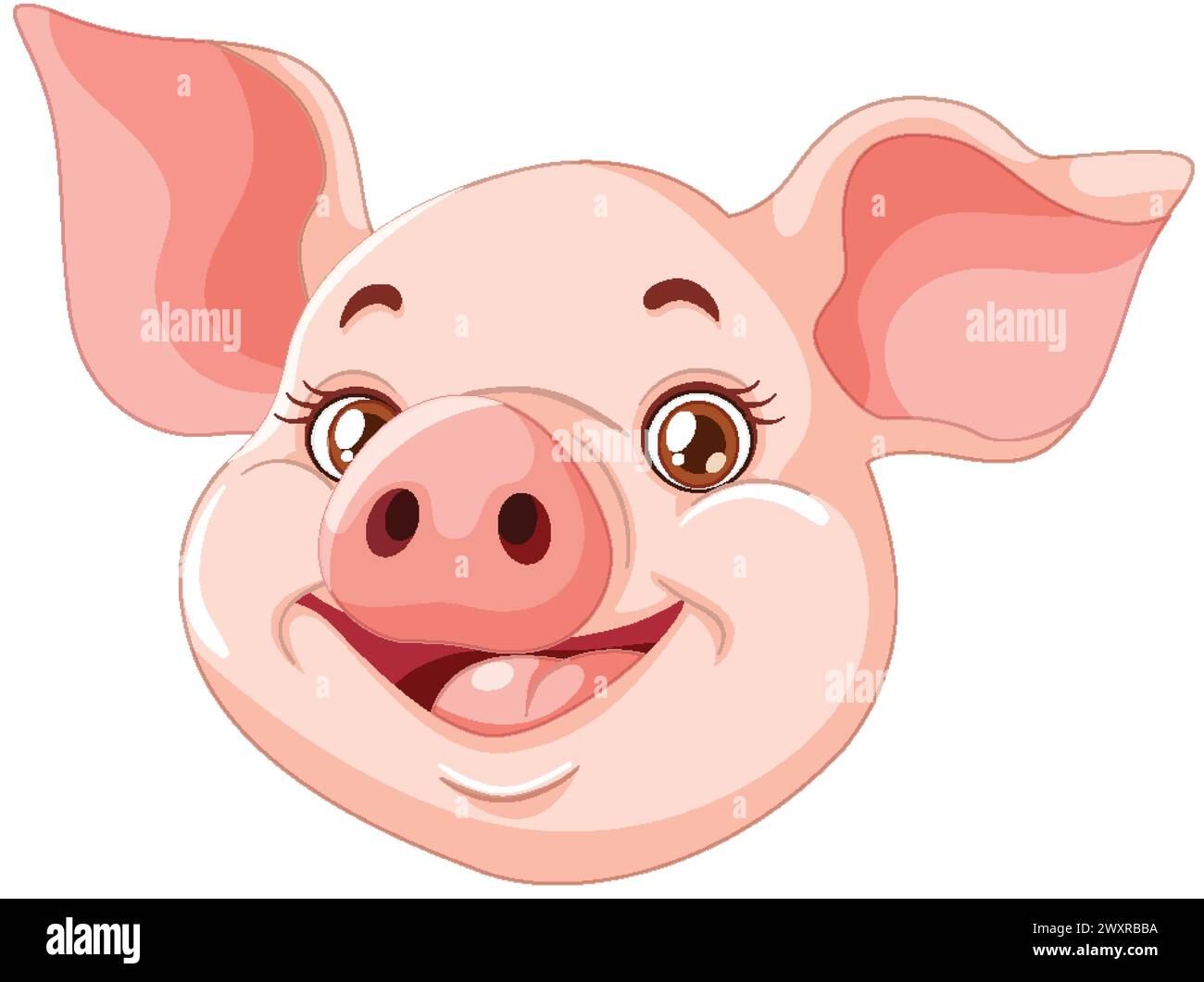 Vector graphic of a smiling pink pig's face Stock Vector Image & Art ...