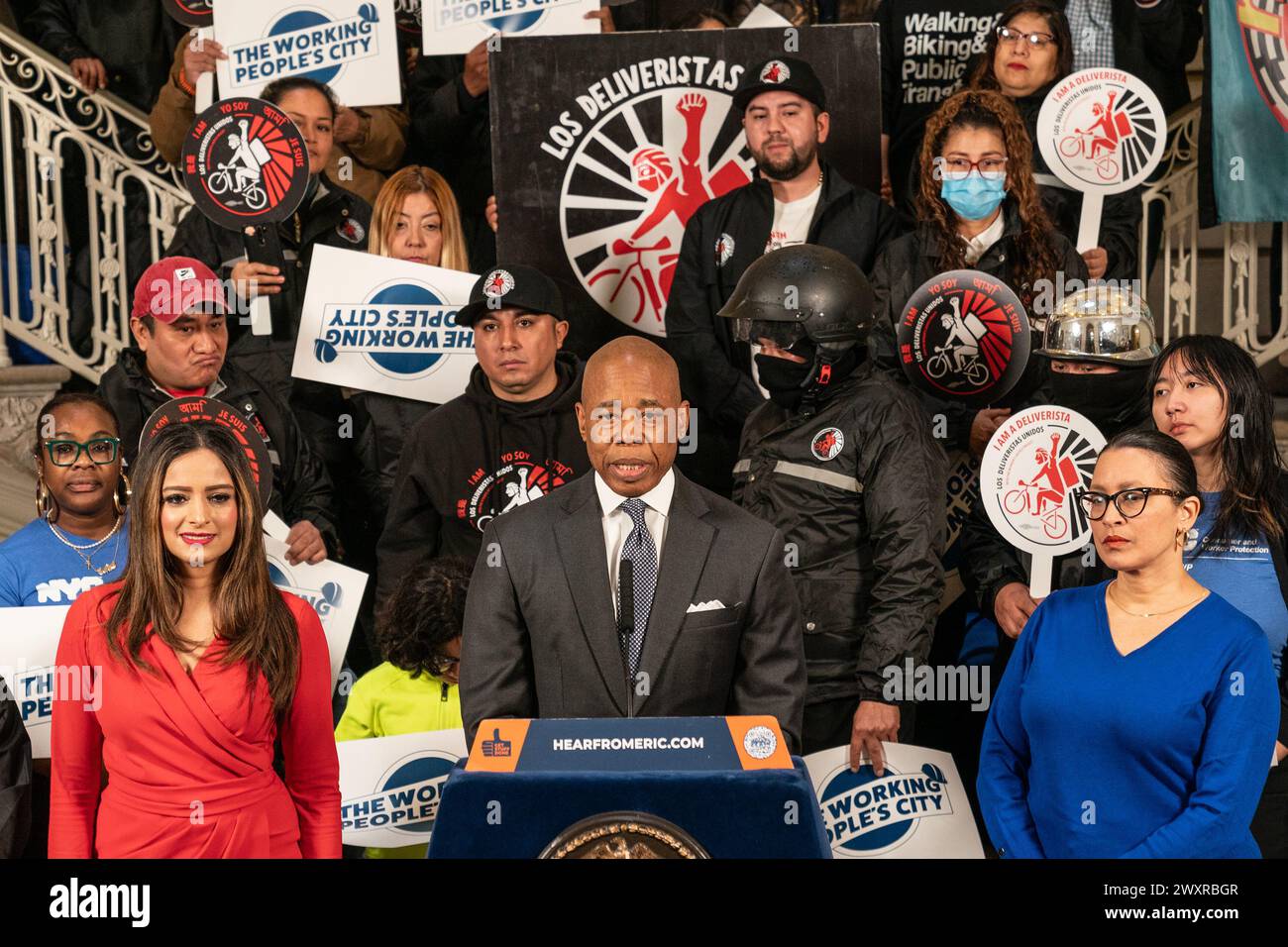New York, USA. 01st Apr, 2024. Mayor Eric Adams speaks as he announced ...