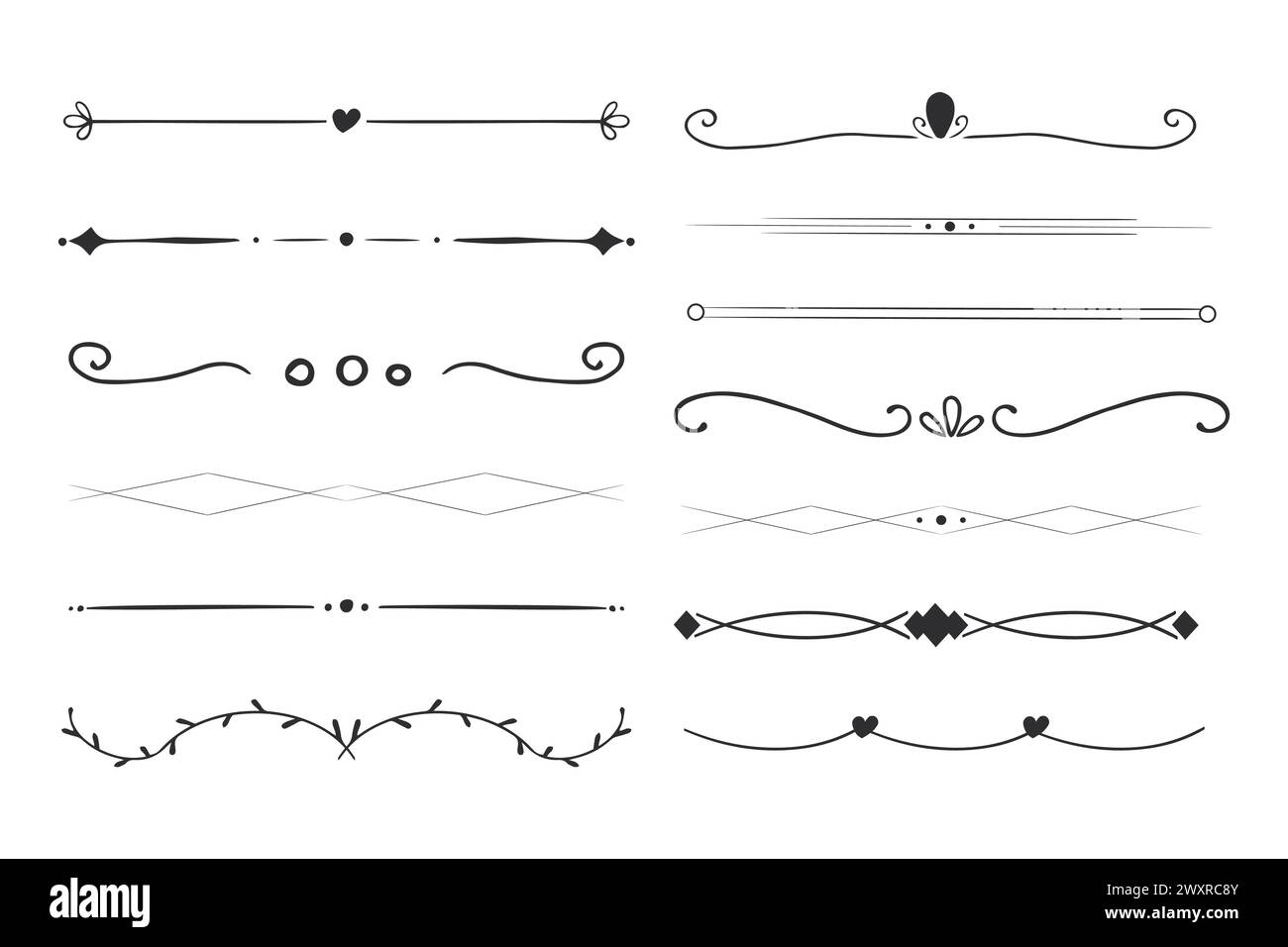 Elegant divider thin line swirl doodle ethnic border separator ...