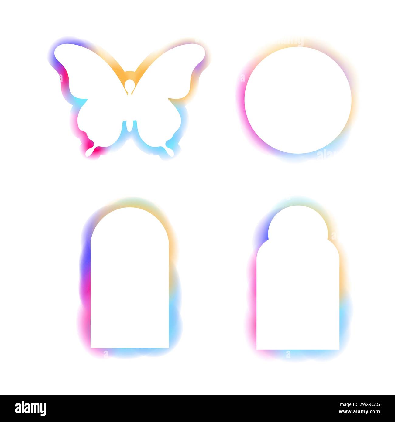 Y2k frame abstract arch, spectrum butterfly glow aura blur shapes ...