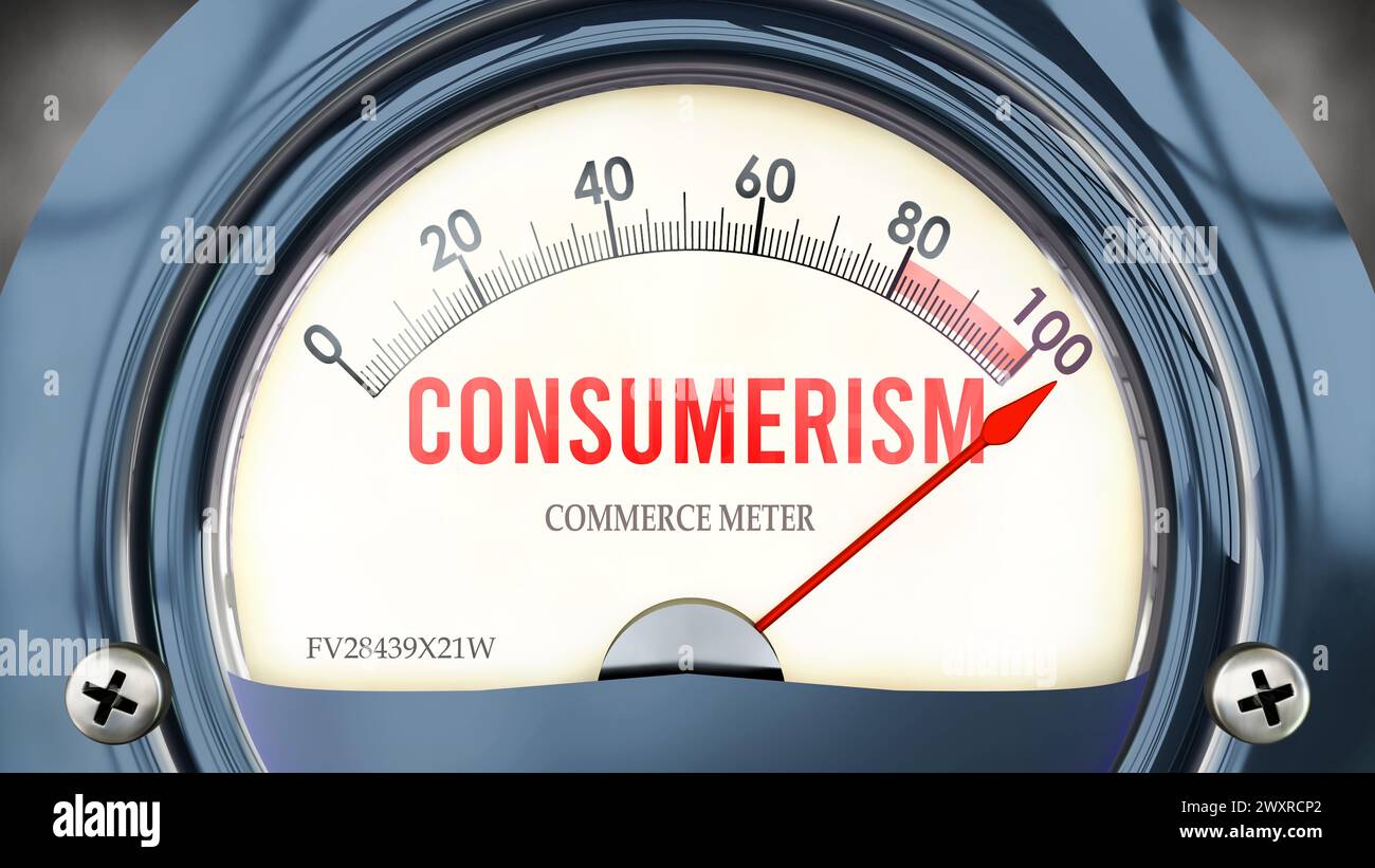 Consumerism and commerce meter that is hitting a full scale hi-res ...
