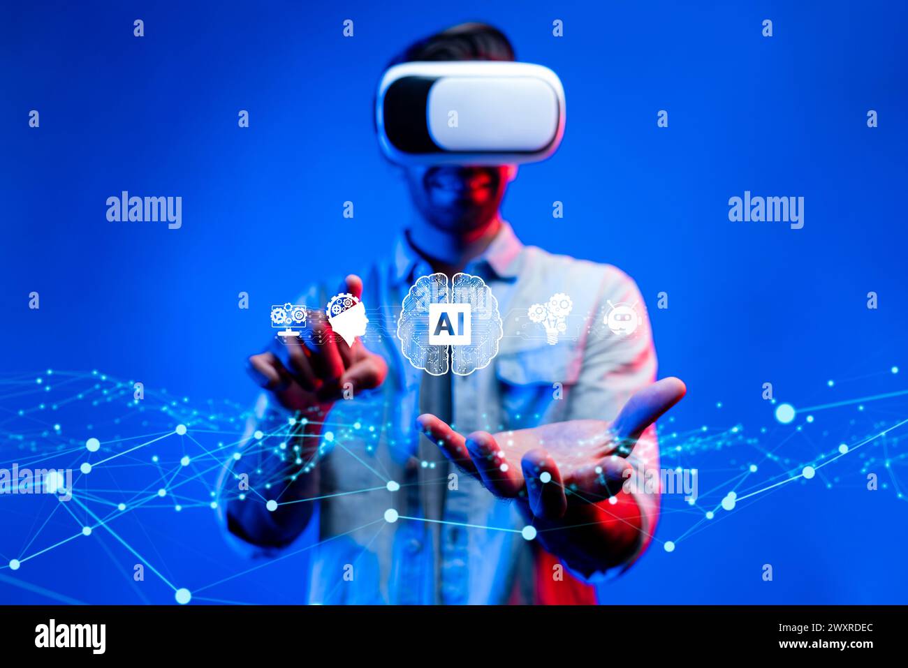 Human interact with AI artificial intelligence brain processor in ... Human interact with AI artificial intelligence brain processor in ...