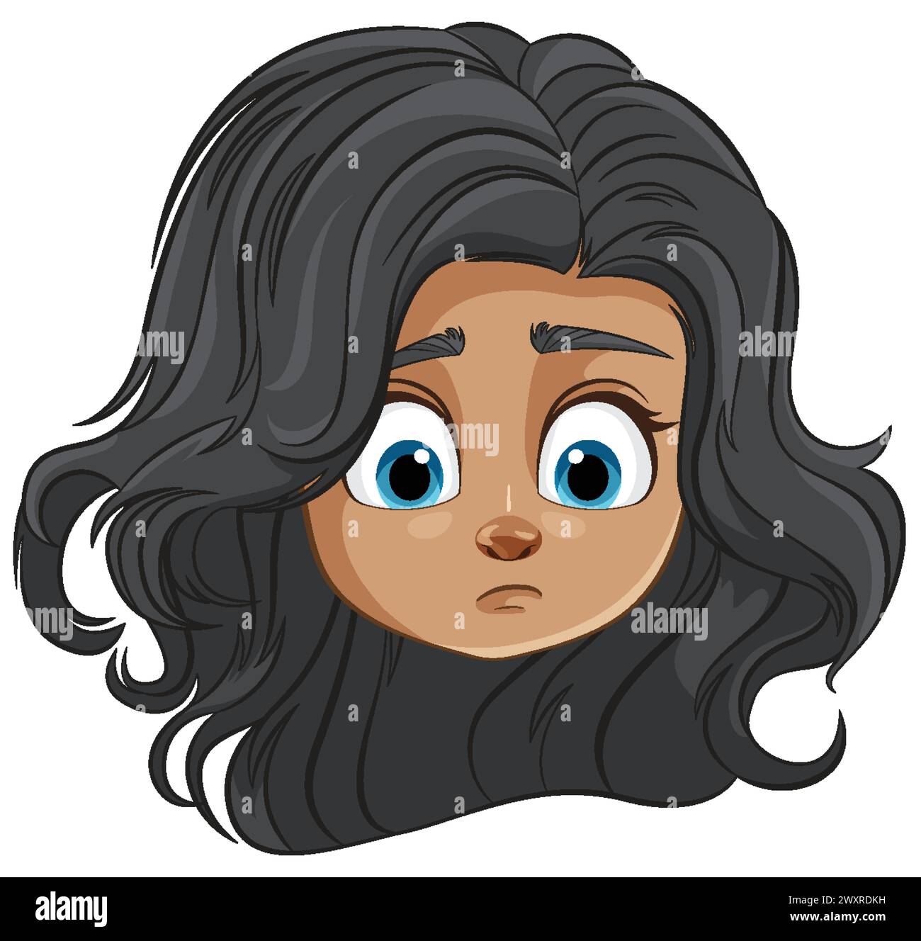 Cartoon illustration of a concerned young female Stock Vector Image ...