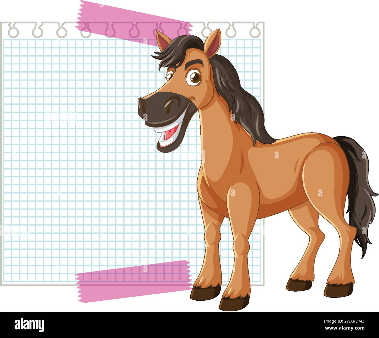 Vector illustration of a happy horse and notepad Stock Vector Image ...