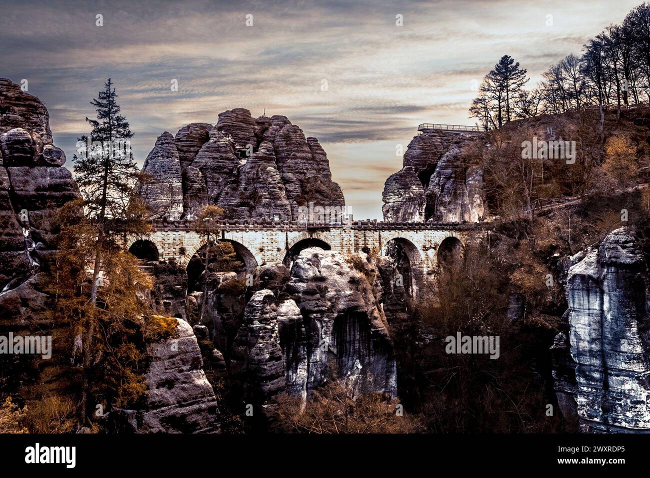the bastei bridge in saxon switzerland Stock Photo - Alamy