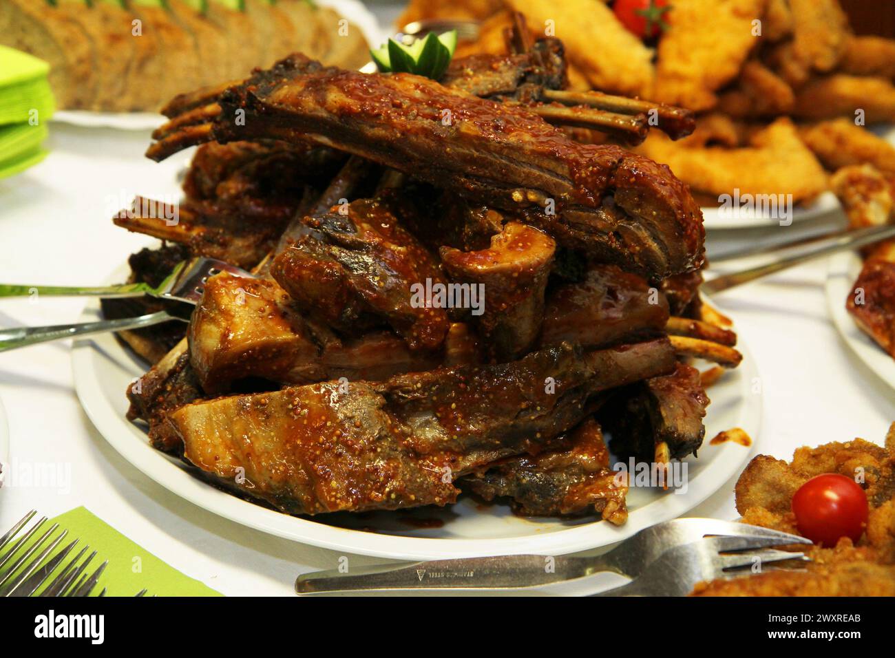 wild pig ribs as very nice food background Stock Photo - Alamy