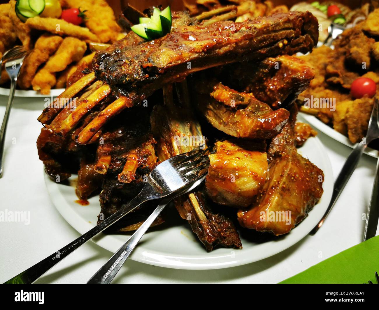 wild pig ribs as very nice food background Stock Photo - Alamy
