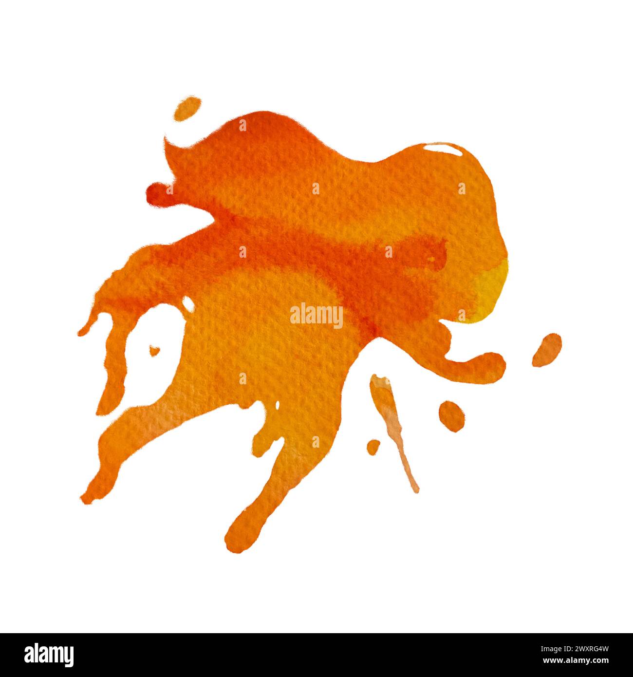 Orange watercolor splash isolated on white Stock Photo - Alamy