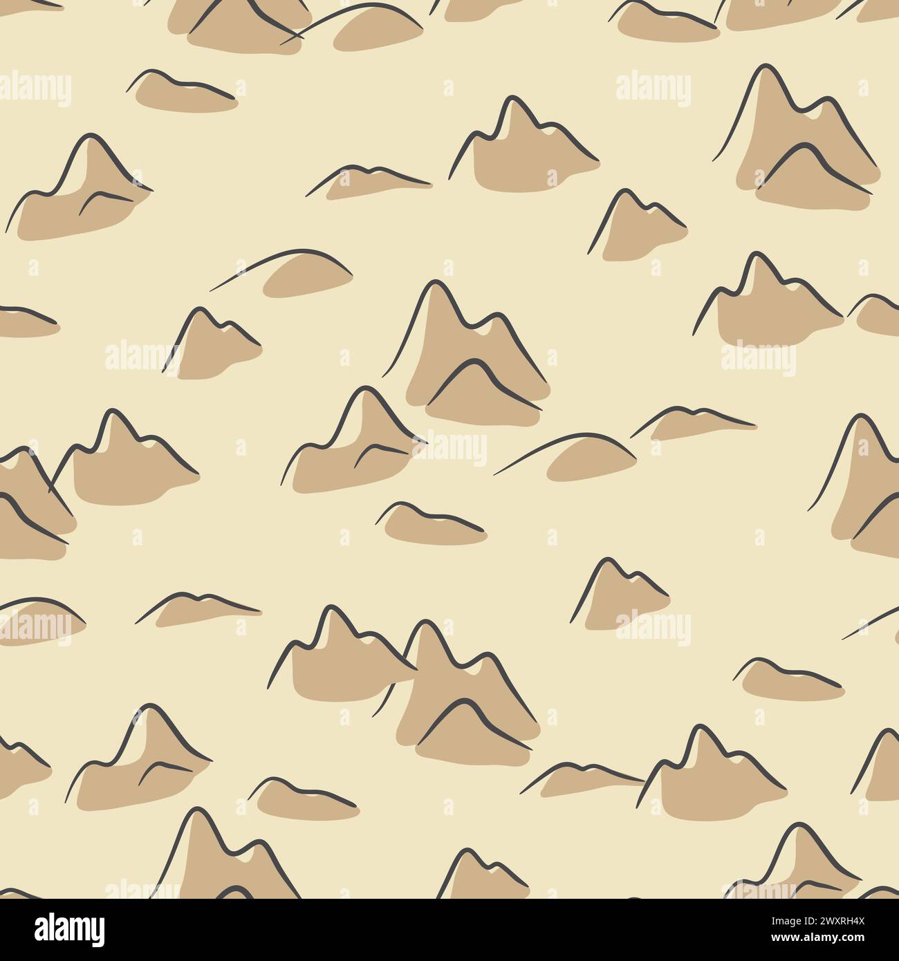Hand drawn mountain seamless pattern. Landscape pattern. Vector ...