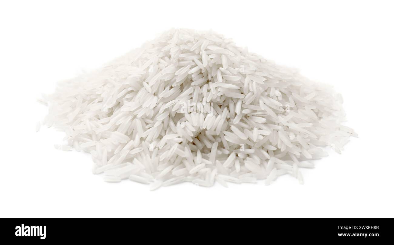 Pile of raw basmati rice isolated on white Stock Photo - Alamy