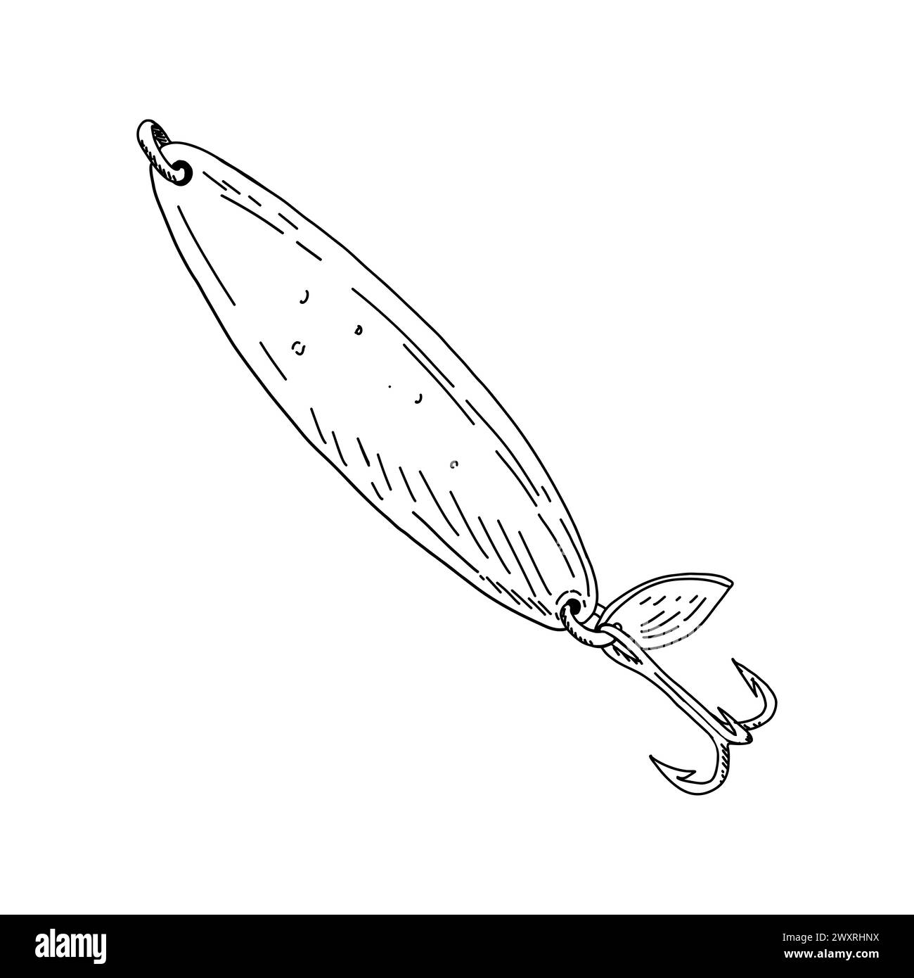 Fishing hook minnow vector illustration tackle. Metal fly gudgeon ...