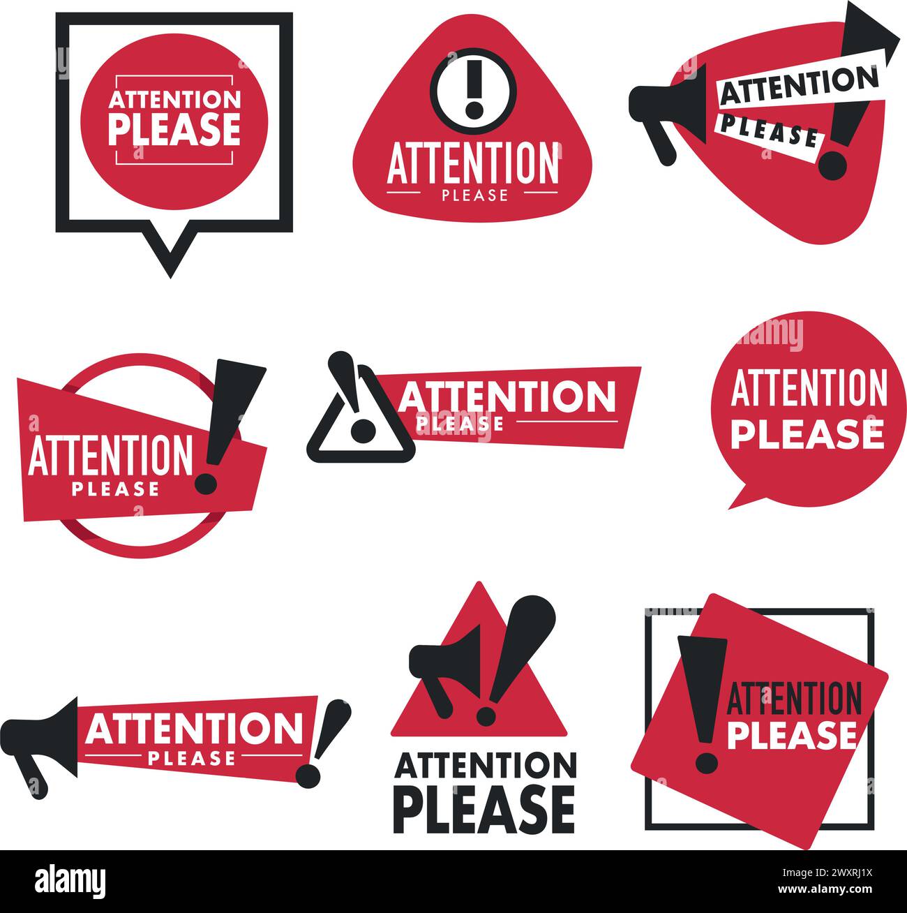 Attention Please Signage Set vector Stock Vector Image & Art - Alamy