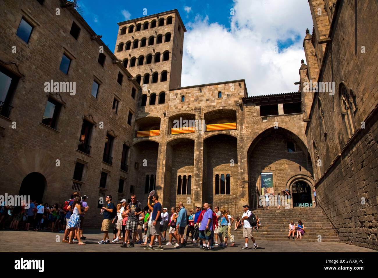 Barcelona: Plaza del Rey, with the Royal Mayor Palace, in the Gothic ...
