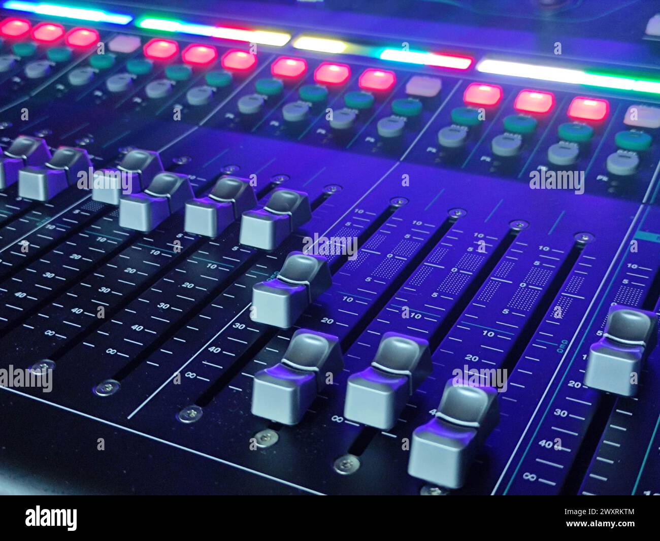 Music console close view background, professional sound device Stock ...