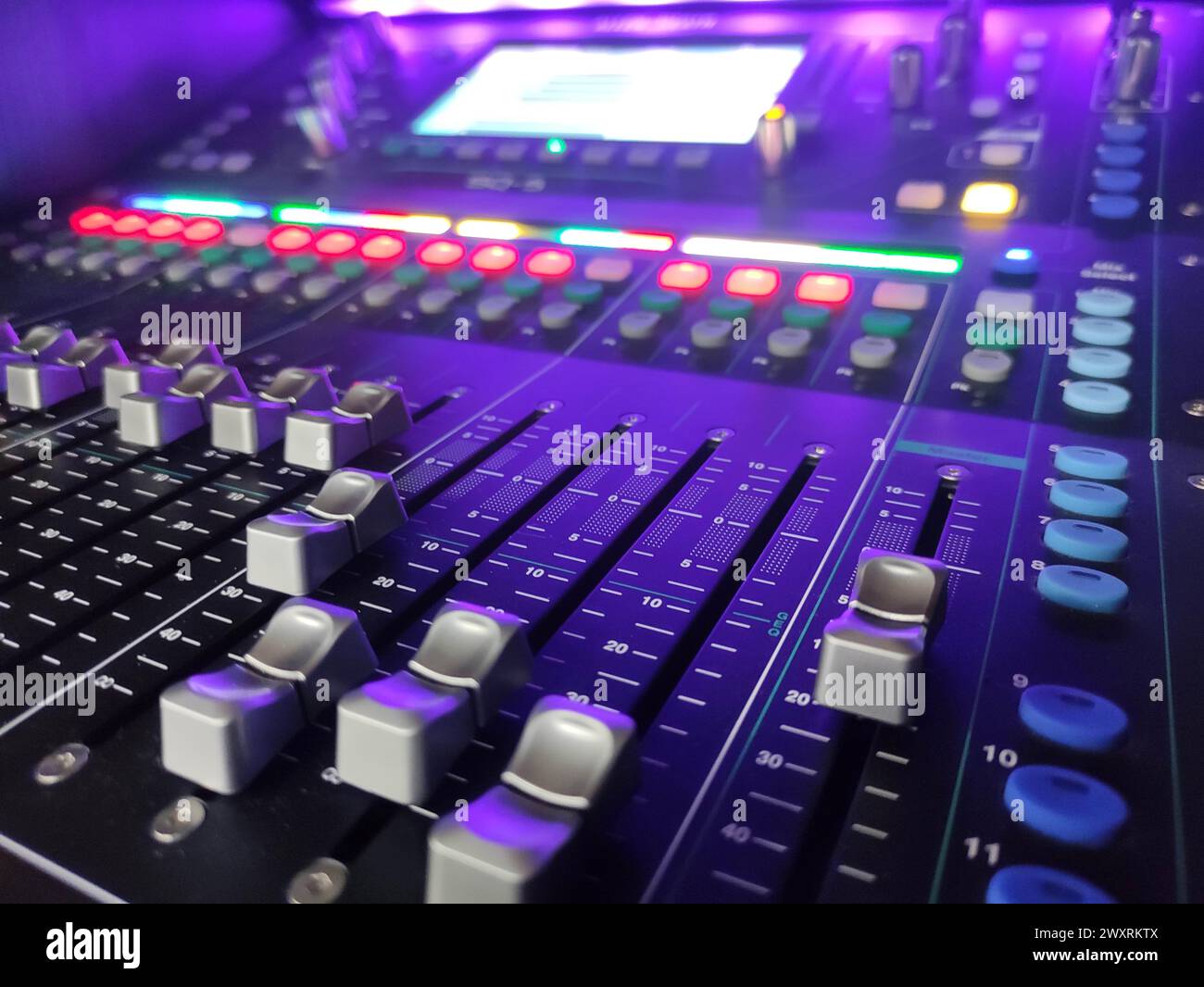 Music console close view background, professional sound device Stock ...