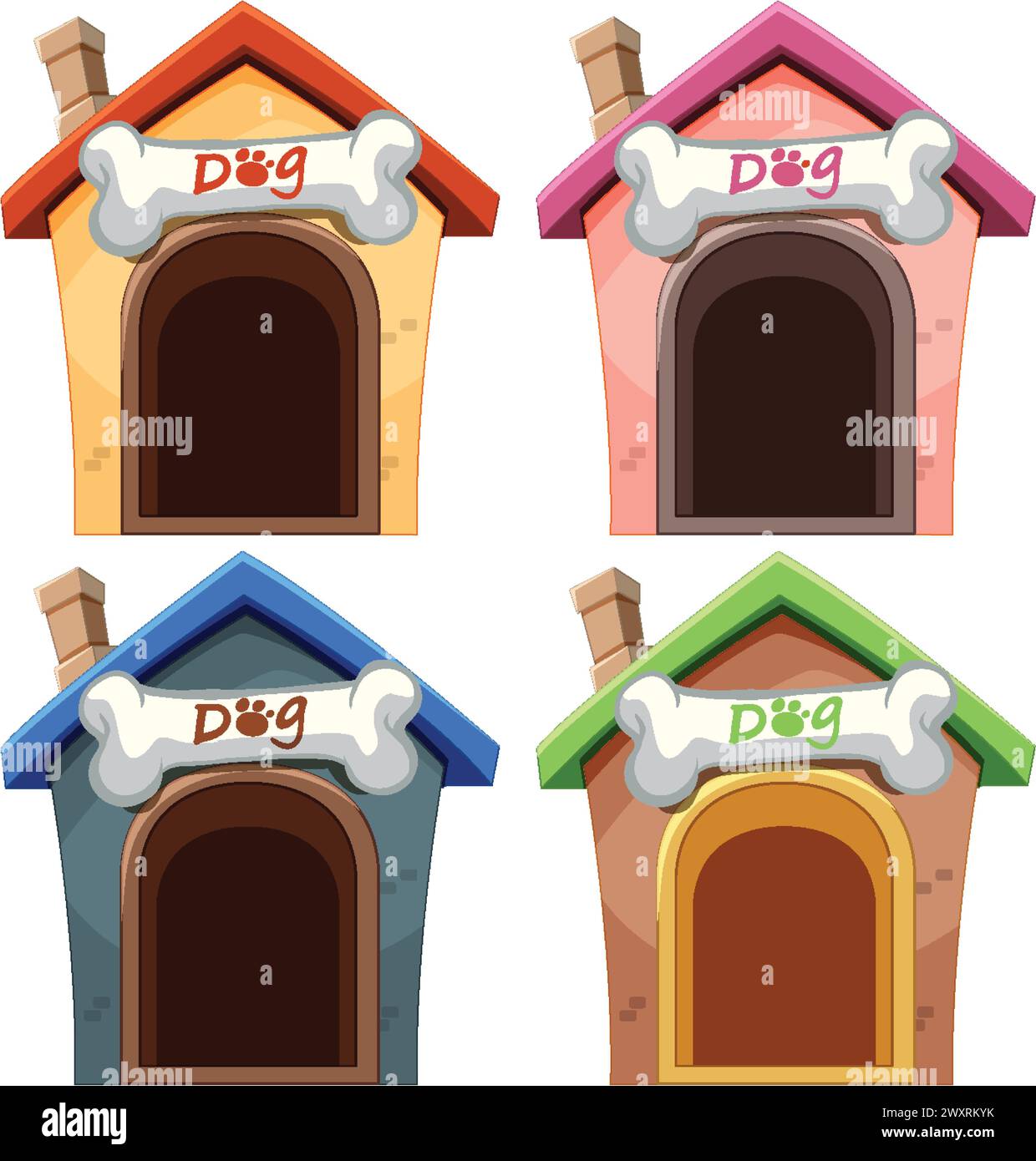Four vibrant dog houses with bone decorations Stock Vector Image & Art ...