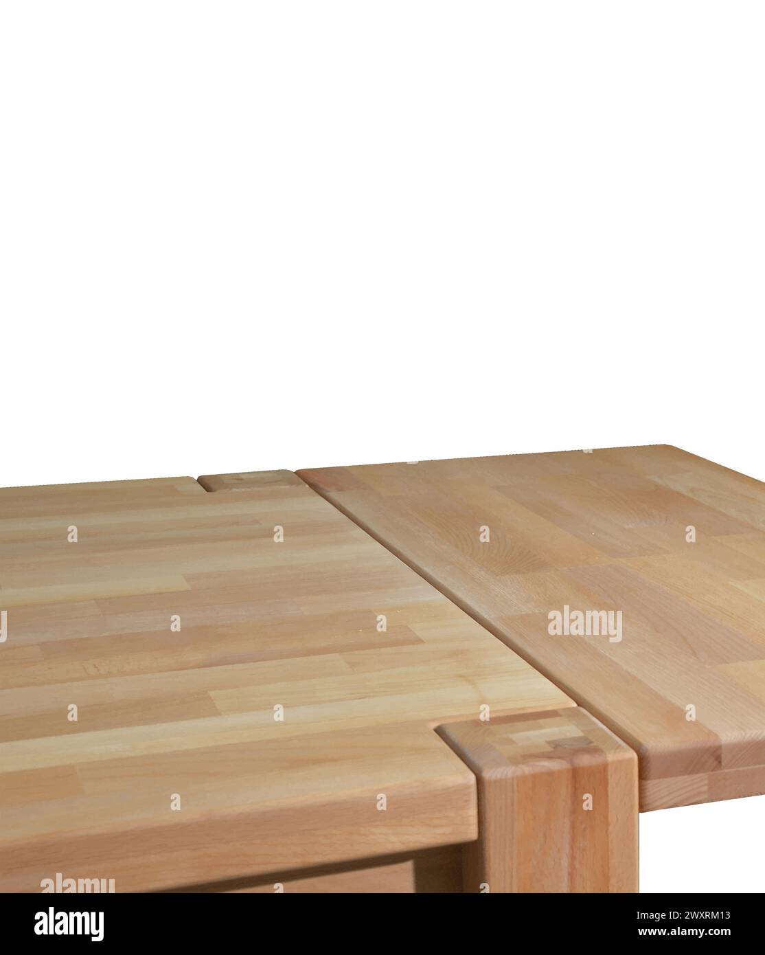 Wooden table top surface over white background Stock Photo - Alamy