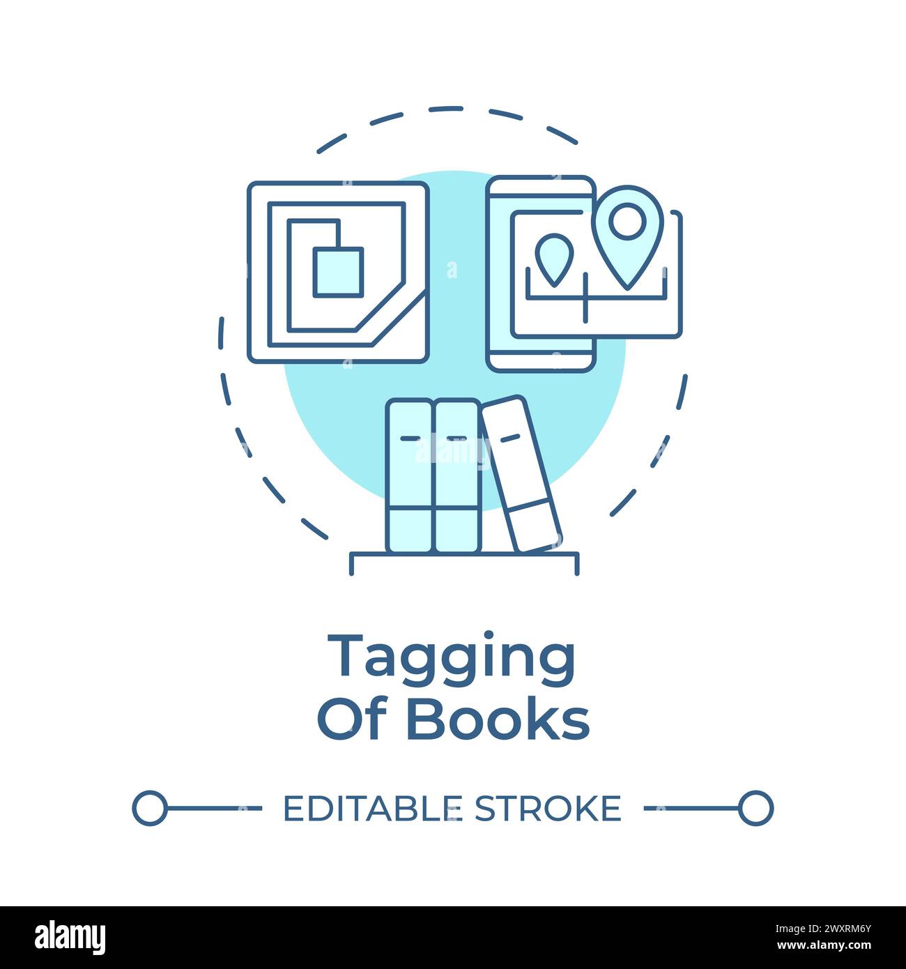 Tagging of books soft blue concept icon Stock Vector Image & Art - Alamy