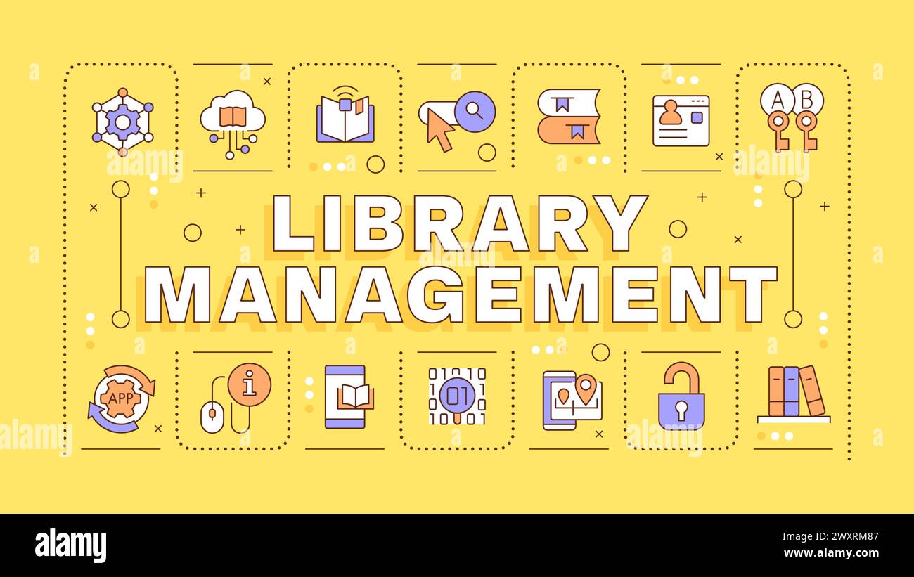 Library management yellow word concept Stock Vector Image & Art - Alamy