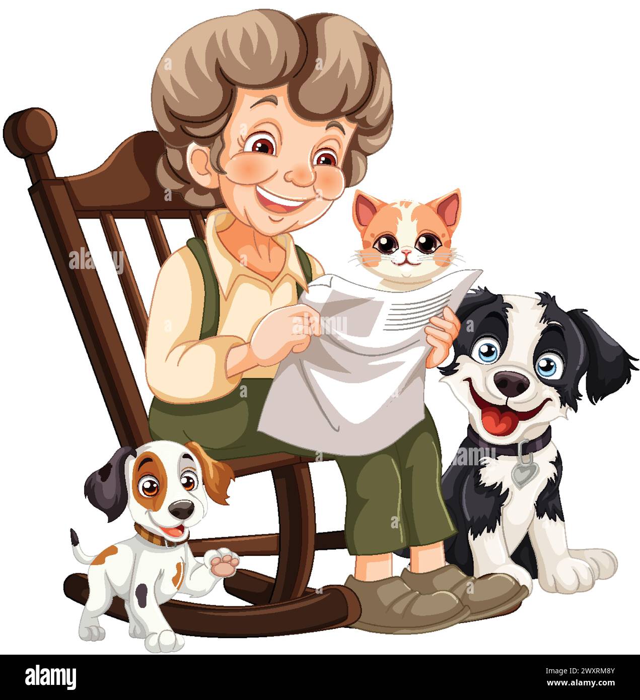 Cat with glasses reading Stock Vector Images - Alamy