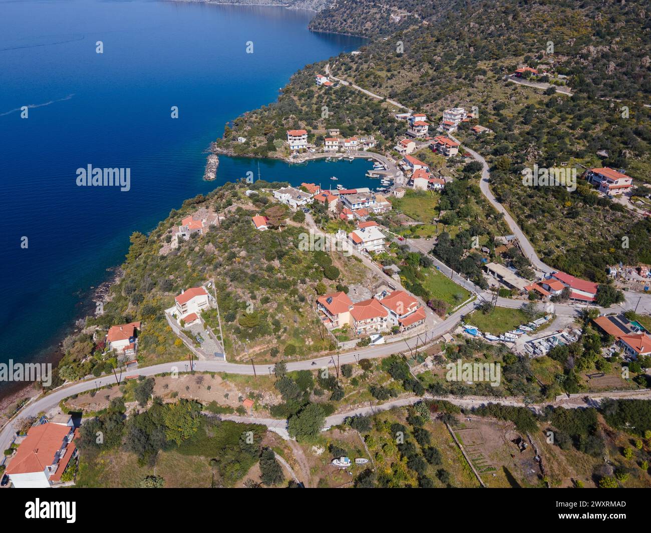 View of the picturesque port of Vathi, Methana, Greece Stock Photo - Alamy