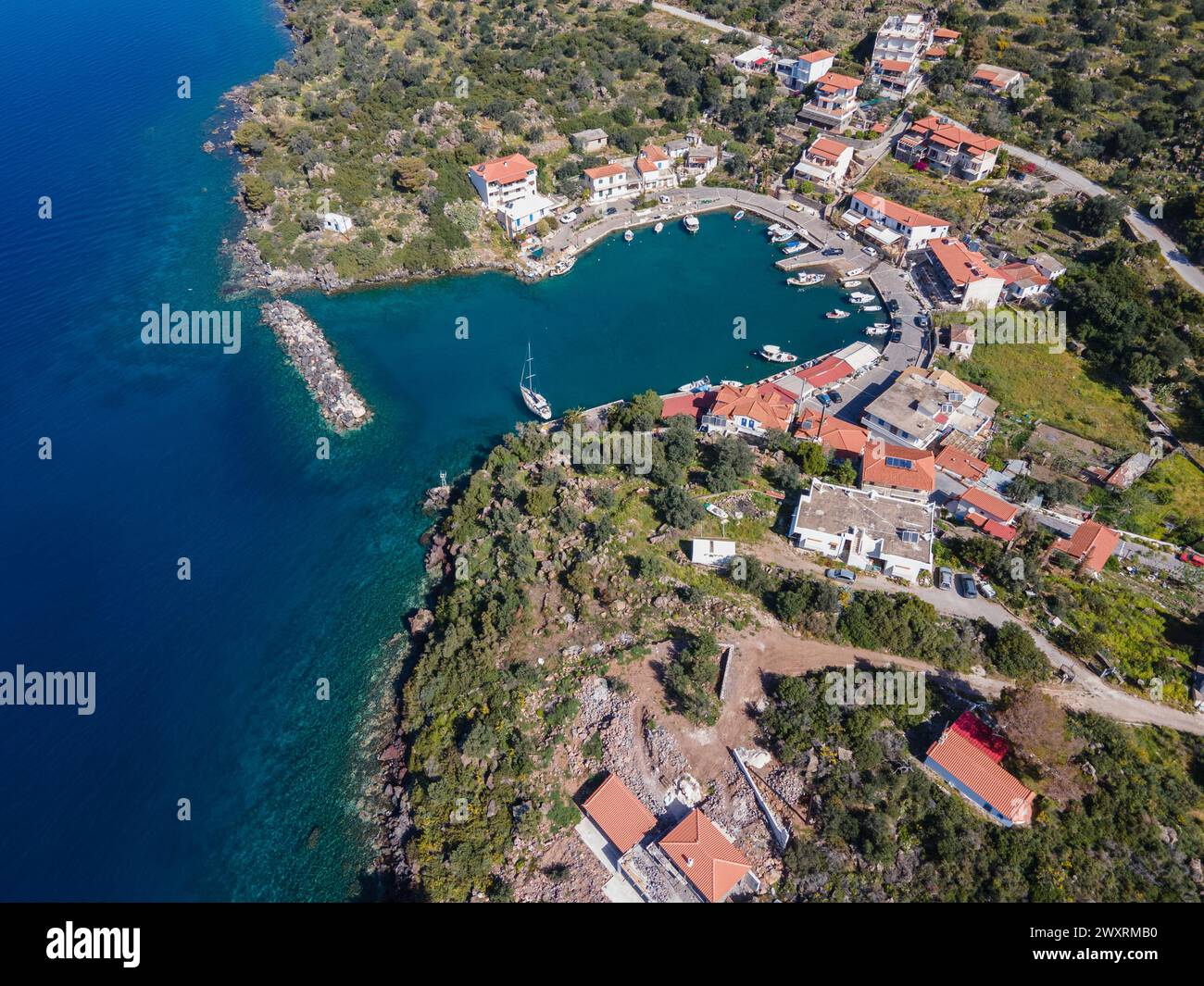 View of the picturesque port of Vathi, Methana, Greece Stock Photo - Alamy