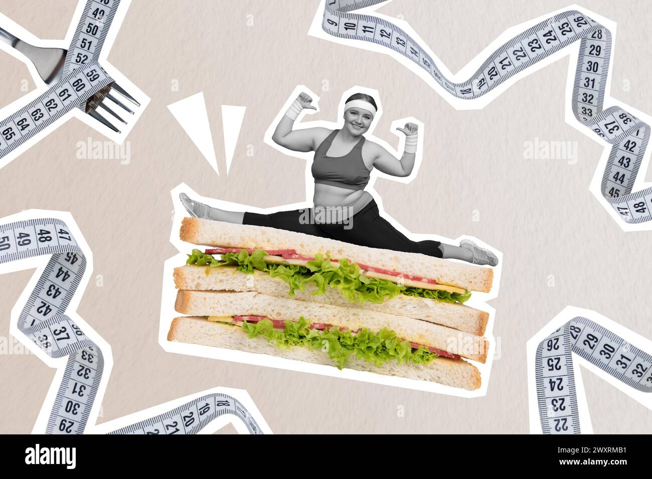 Trend composite sketch artwork image 3d collage photo of black white ...